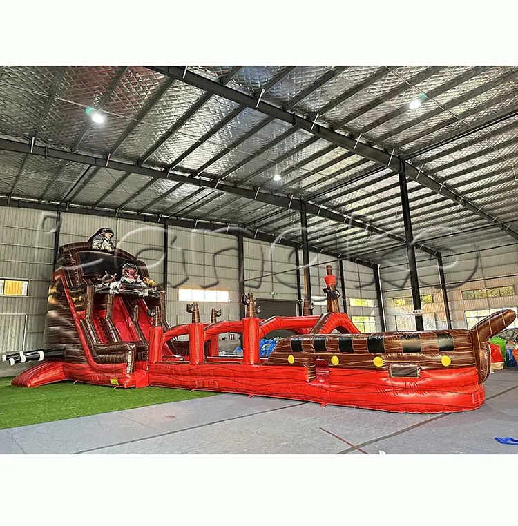 Modern Luxury Inflatable Giant Waterslide Pirate Ship Kids Adults ...