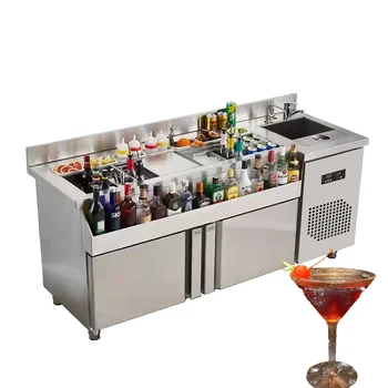 Stainless Steel Cocktail Station With Drawer Fridge Bar Bartender ...