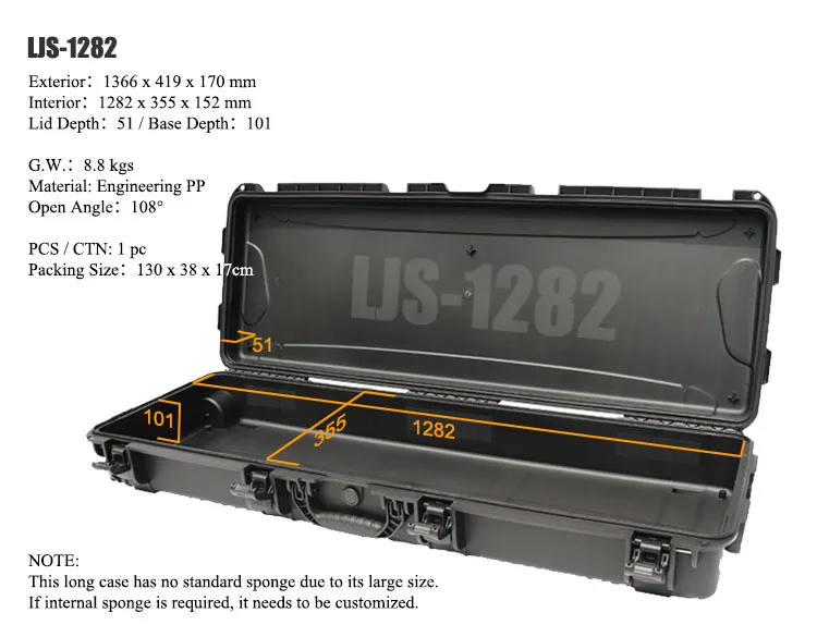 Wholesale Hard Plastic Case Rectangular Wheeled Case Hard Long Gun Case ...
