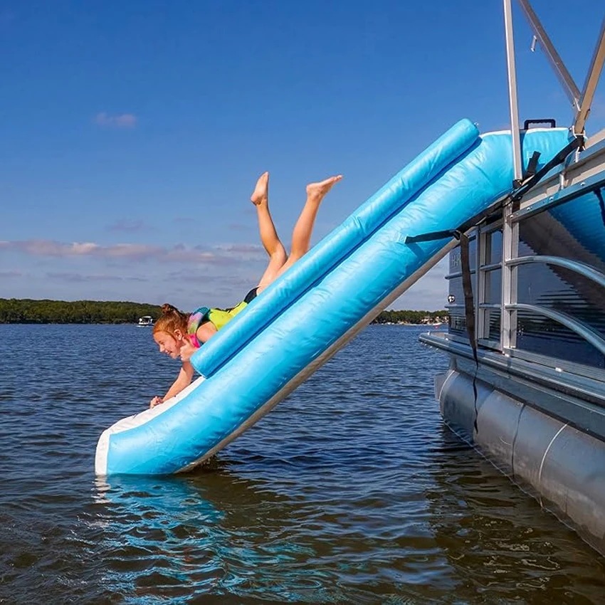 Dock Inflatable Pontoon Boat Slide With Ramp Inflatable Water Slide ...