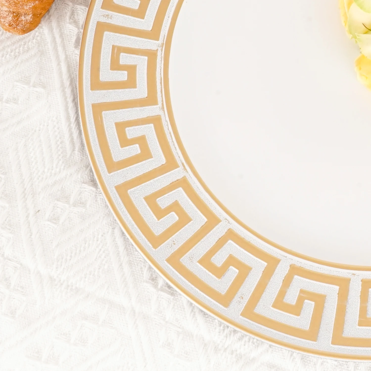 Hot Ancient Greek Style Gold Rim Geometry Charger Plates Round Trim ...