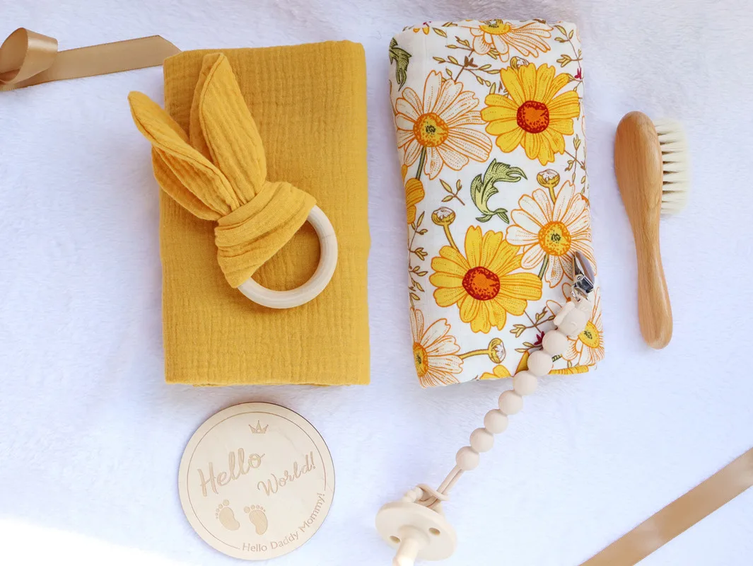 Newborn Box Custom Solid Color Printed Bath Towel Baby Muslin Swaddle ...