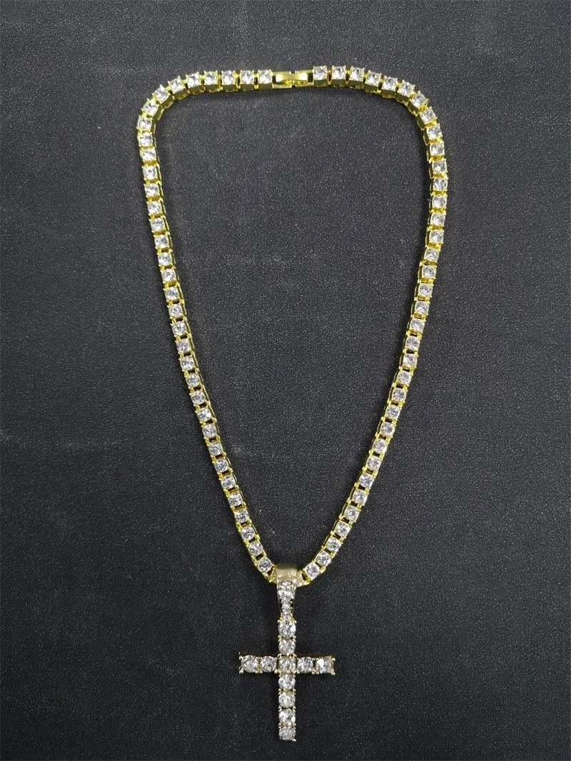 Iced Out 5MM Tennis Chain with Hip Hop Cross Pendant