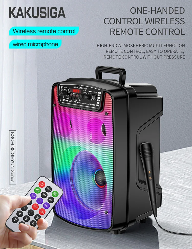 KAKUSIGA Portable BT Speaker - 3D Surround Sound & LED Light