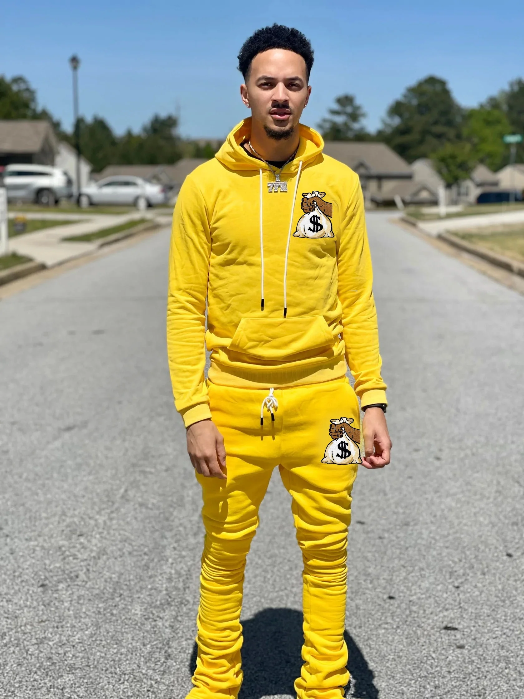 Ky New Design Embroidery Custom Hoodies Flared Pants Stacked Joggers ...