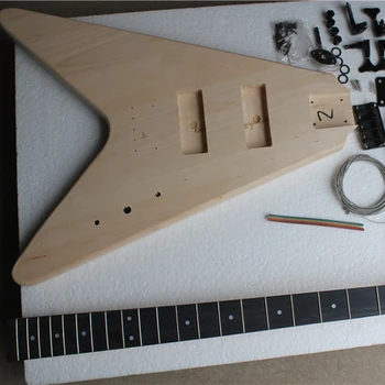 Flyoung Cheap Price V Shape Semi-finished Electric Bass Kits Diy Bass ...