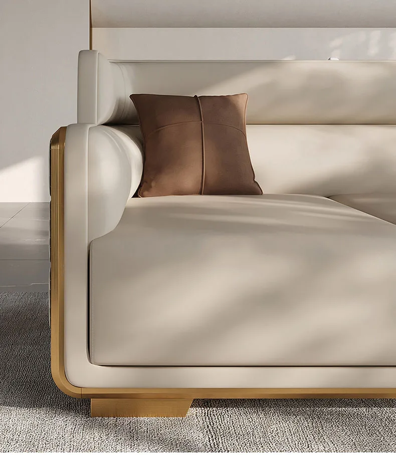 Modern Combination Living Room Leather Sofa,Light Luxury Top Layer ...