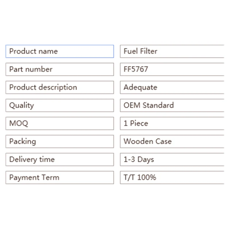 Truck Fuel Filter Water Separator Ff5767 - Buy Fuel Filter Ff5767,Oem ...