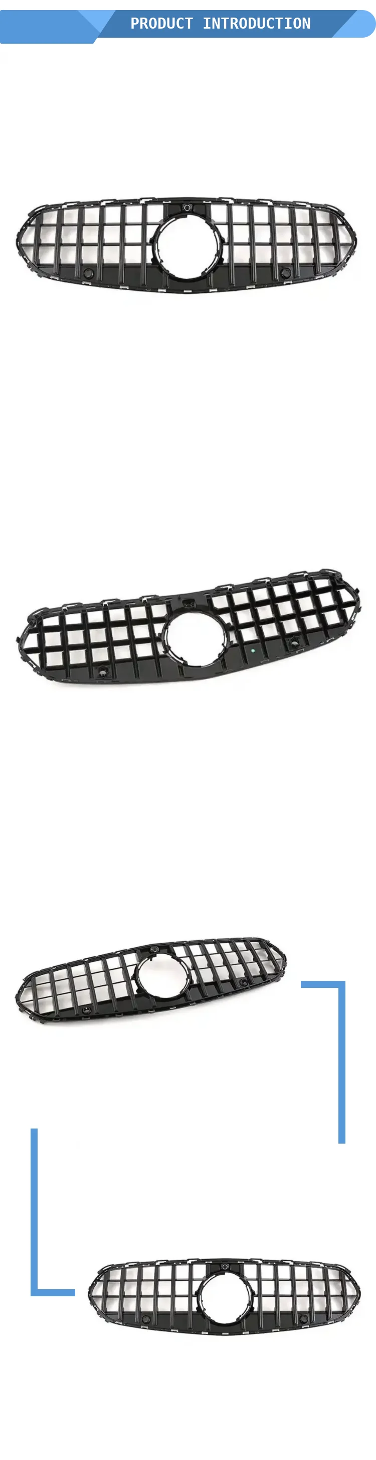 W206 Classic Car GT Grille All Black Color Good Fitment for C-Class ...