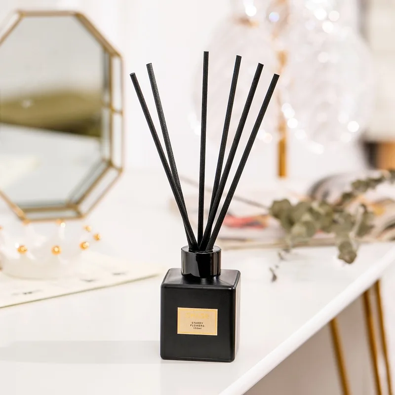 Wholesale Square Black Glass Reed Diffuser Bottle Empty