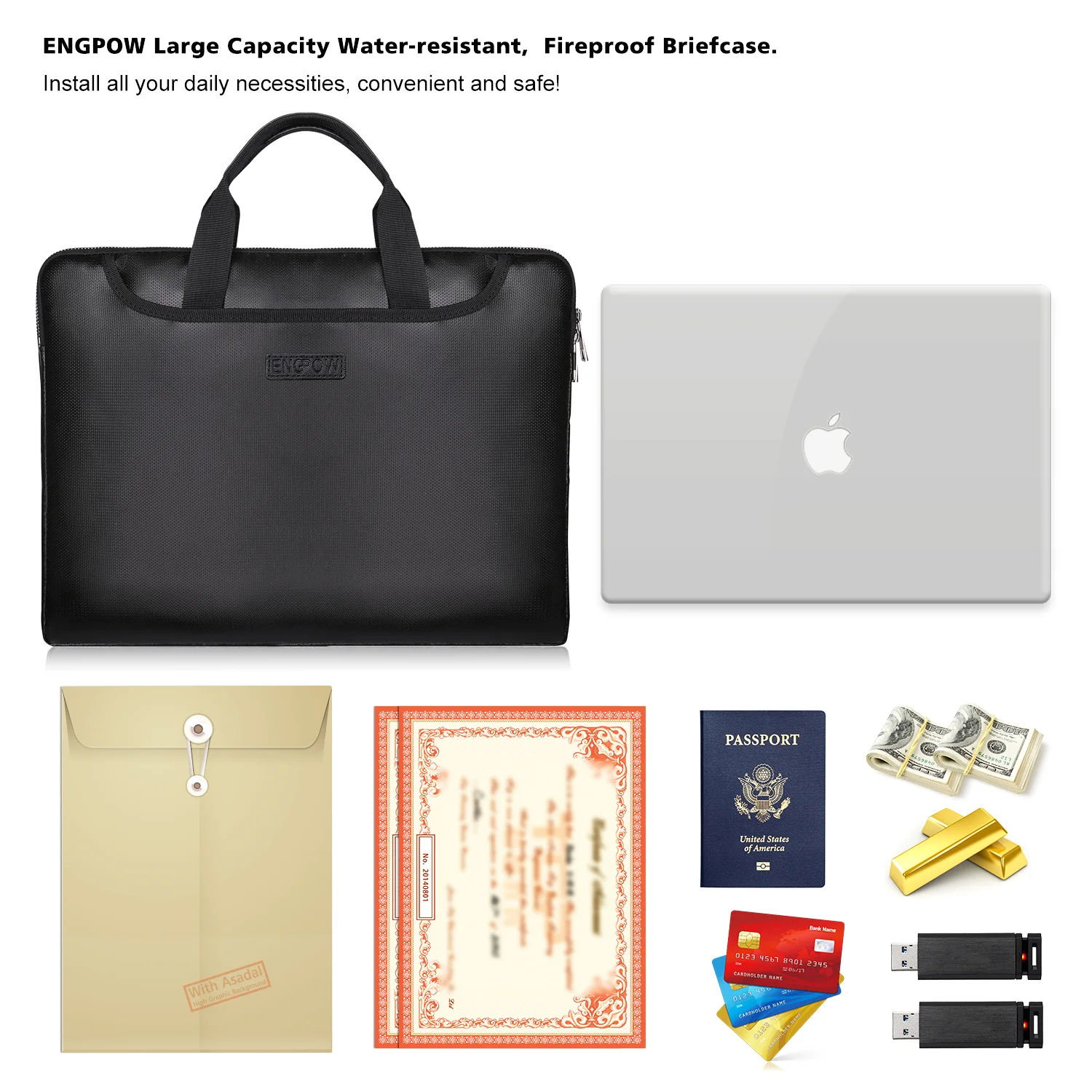 YIHUAXING Upgraded Fireproof and Waterproof Silicone Briefcase Business ...