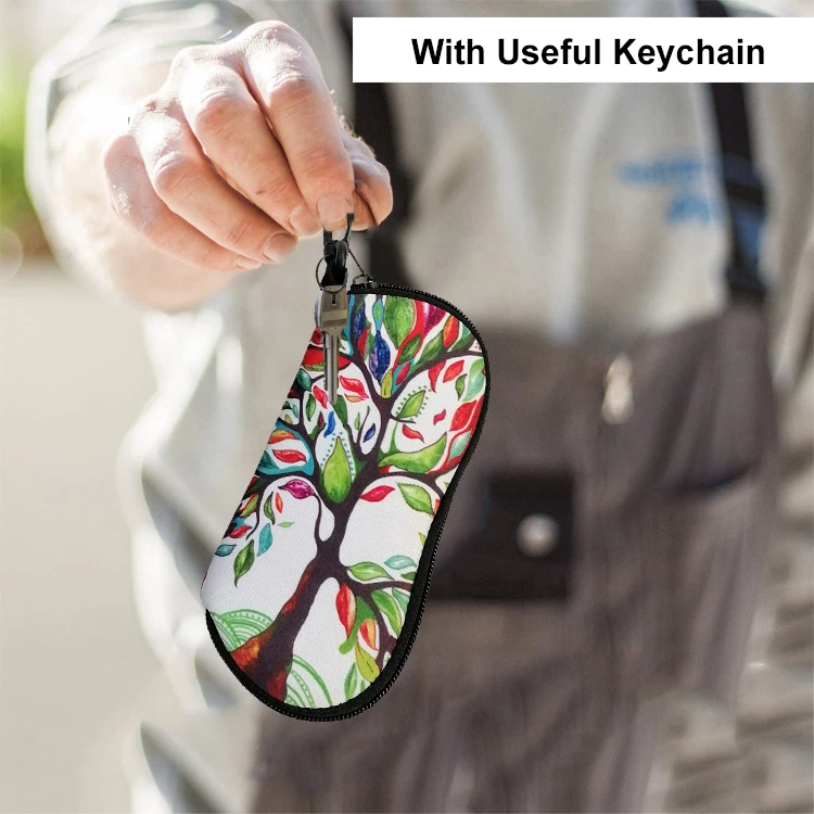 Custom Pattern Neoprene Soft Eyeglasses Cases And Bags Zipper Glasses Pouch Sunglasses Packaging