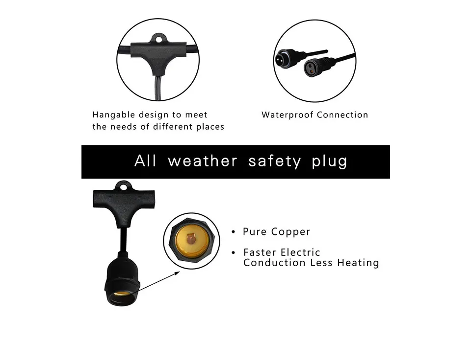 48ft S14 Bulb Christmas Party Garden Decorative Lighting Waterproof ...