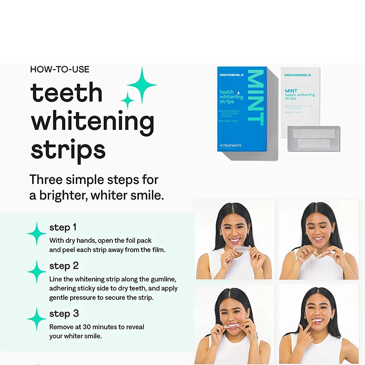 White Dental Sensitive Free Whiten Strip Residue Free Whitening Strips ...