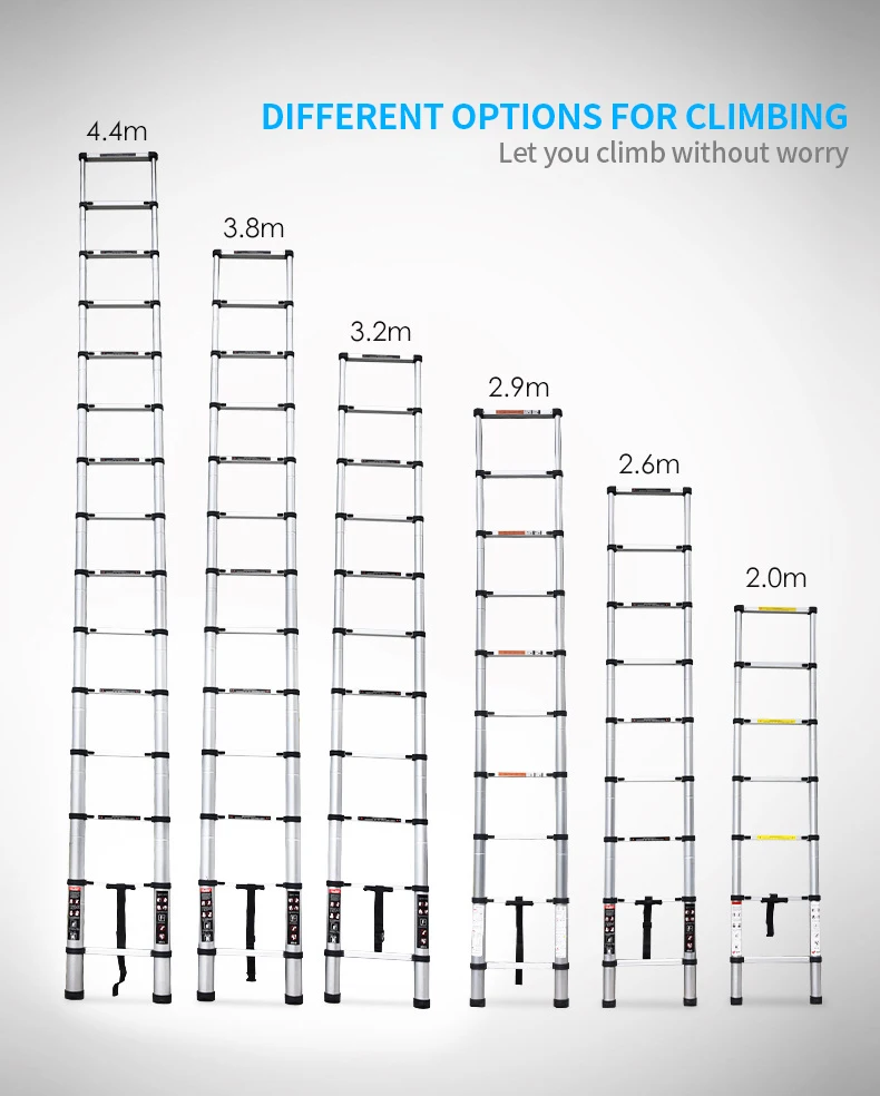 Portable Folding Aluminum Ladder 2m 3.2m 3.8m Telescopic Climbing Step ...