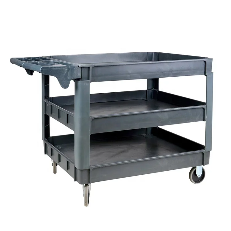 2-shelf Plastic Utility Cart - Heavy Duty & Versatile