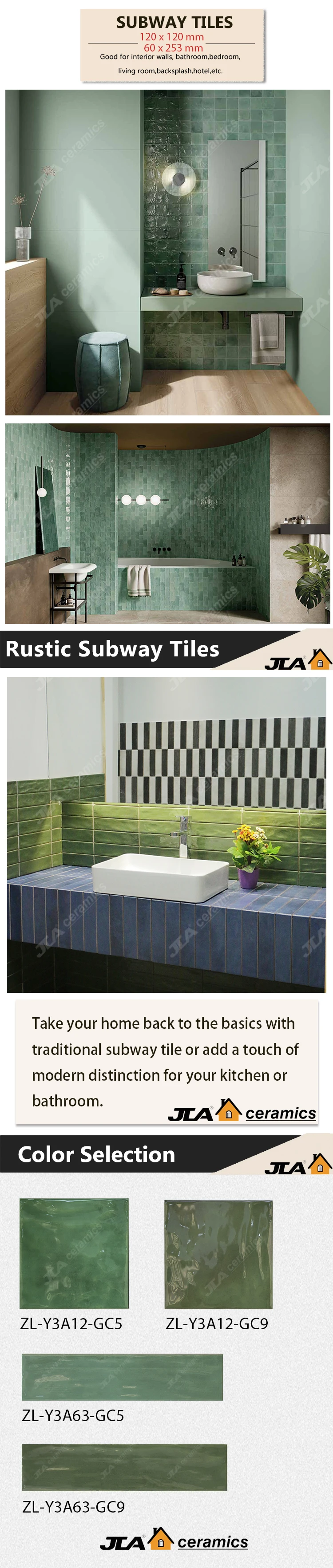 Wavy Surface Glossy Green Color Mosaic Subway Tile for Bathroom Kitchen