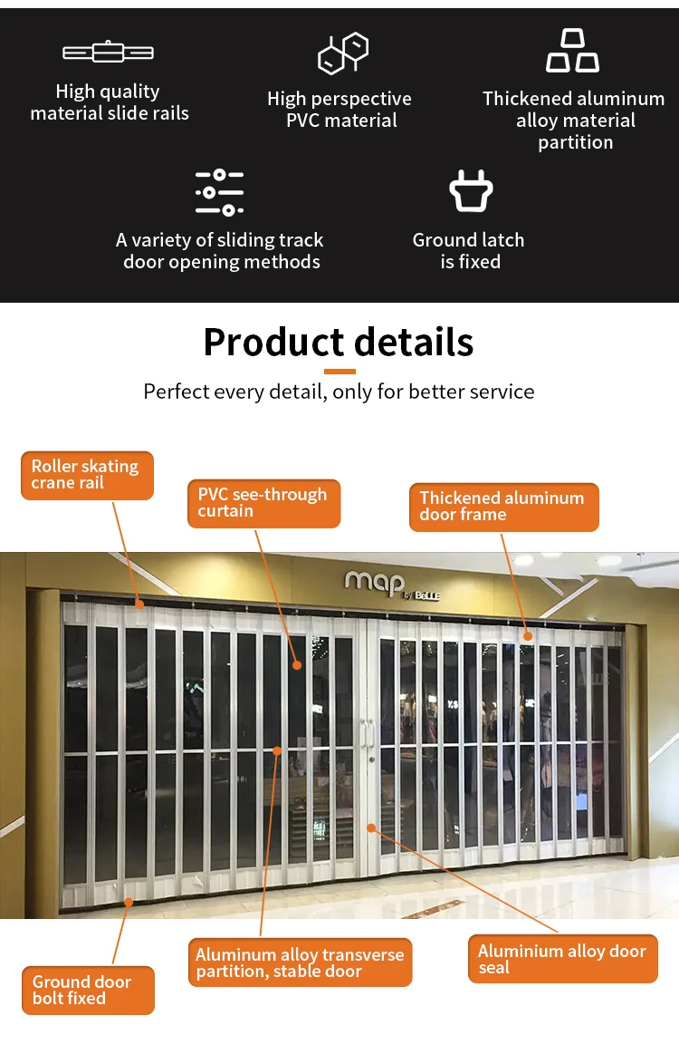 Sliding Polycarbonate Crystal Folding Door/crystal Folding Shutter Door ...