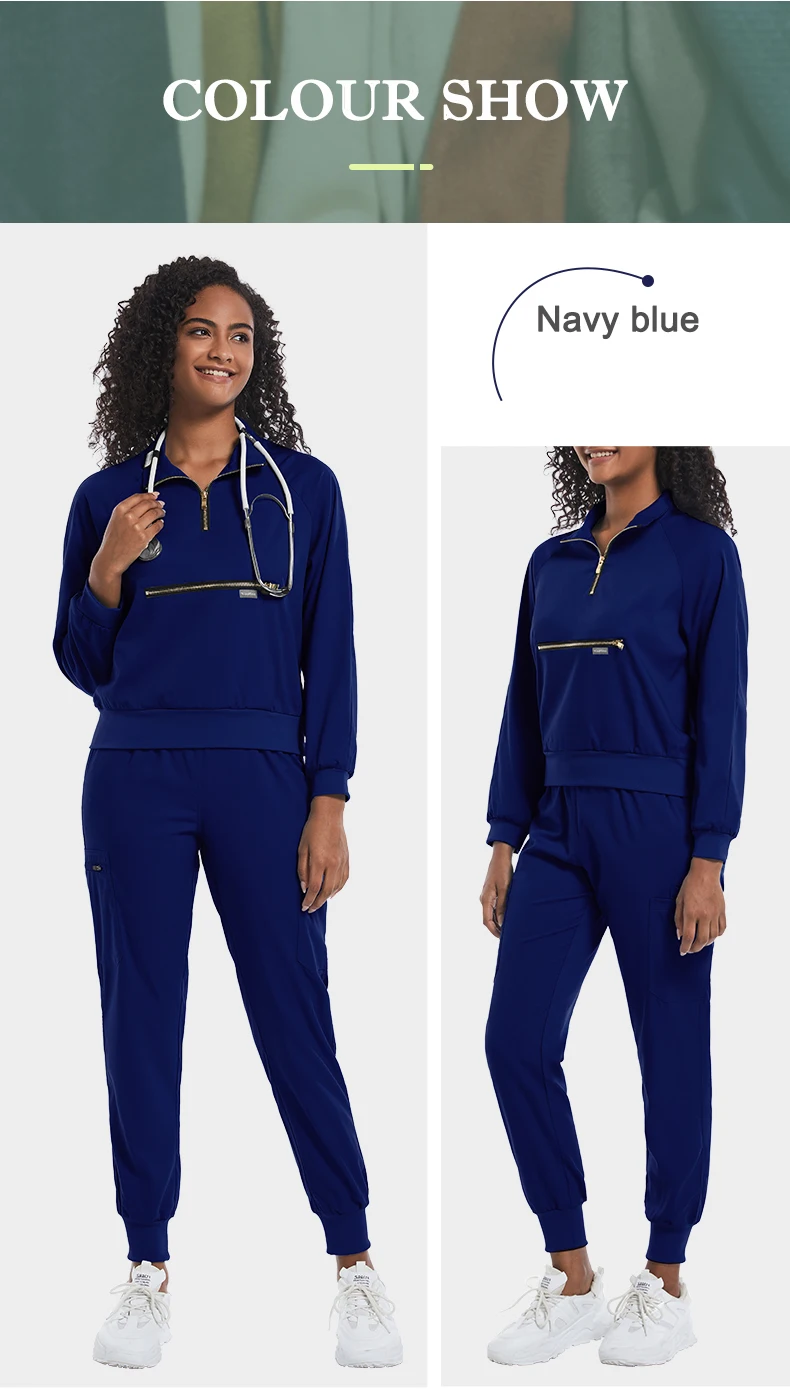 Modern Hospital Staff Work Wear Scrubs Uniforms Sets With Zipper Anti ...