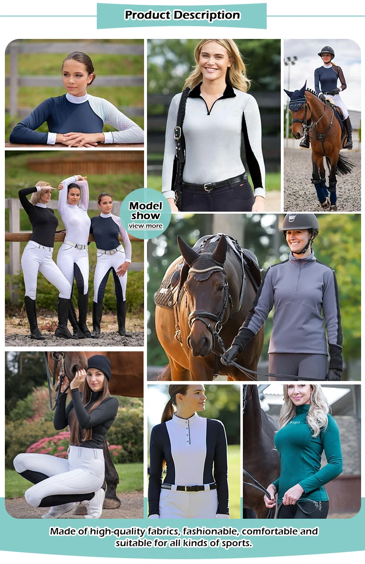 Show Ridind Shirts Women Long Sleeve Mock Neck Compression Shirt Horse ...