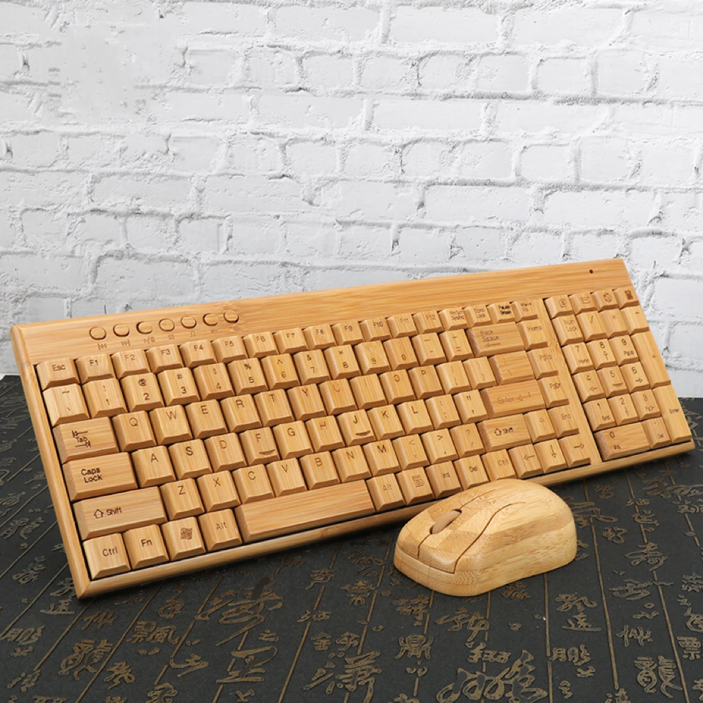 High Quality Bamboo Laptop Wireless Keyboard And Mouse Set Creative ...