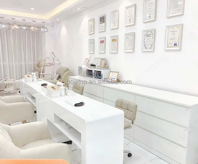 Modern Nail Desk Design Beauty Salon Desk White Nail Table Nail Tech ...