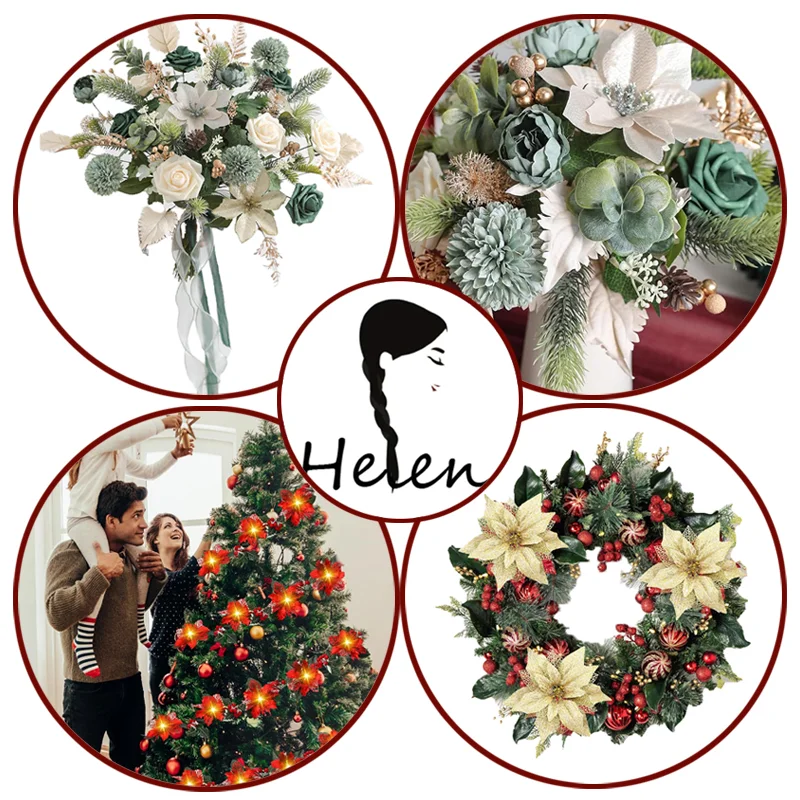 Artificial Flower Christmas Tree Decorations Velvet Environmentally ...