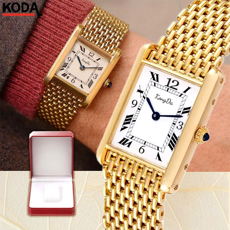 Rectangle Luxury 18k Gold Watch Waterproof Quartz Men Wrist Watches ...