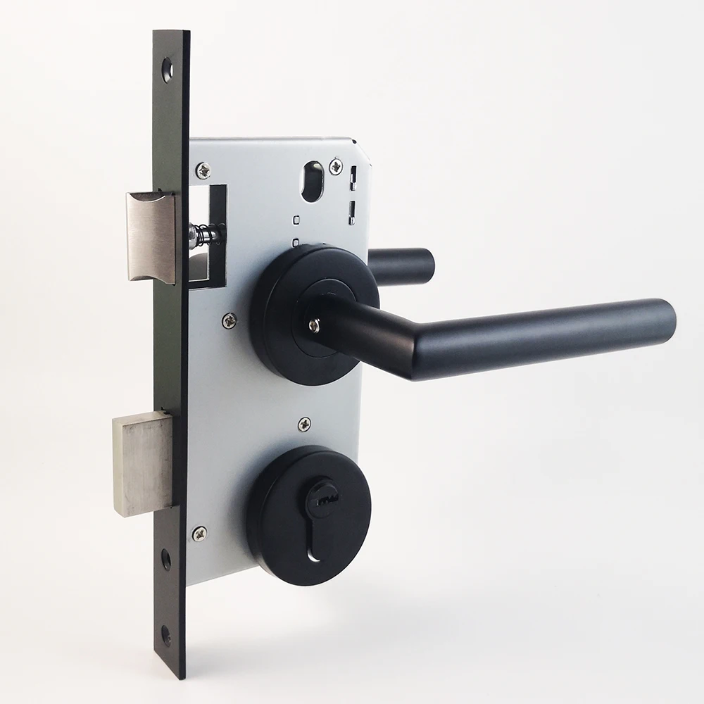 304 Lock Ss Tube Lever Wooden Door Handle - Modern & Secure