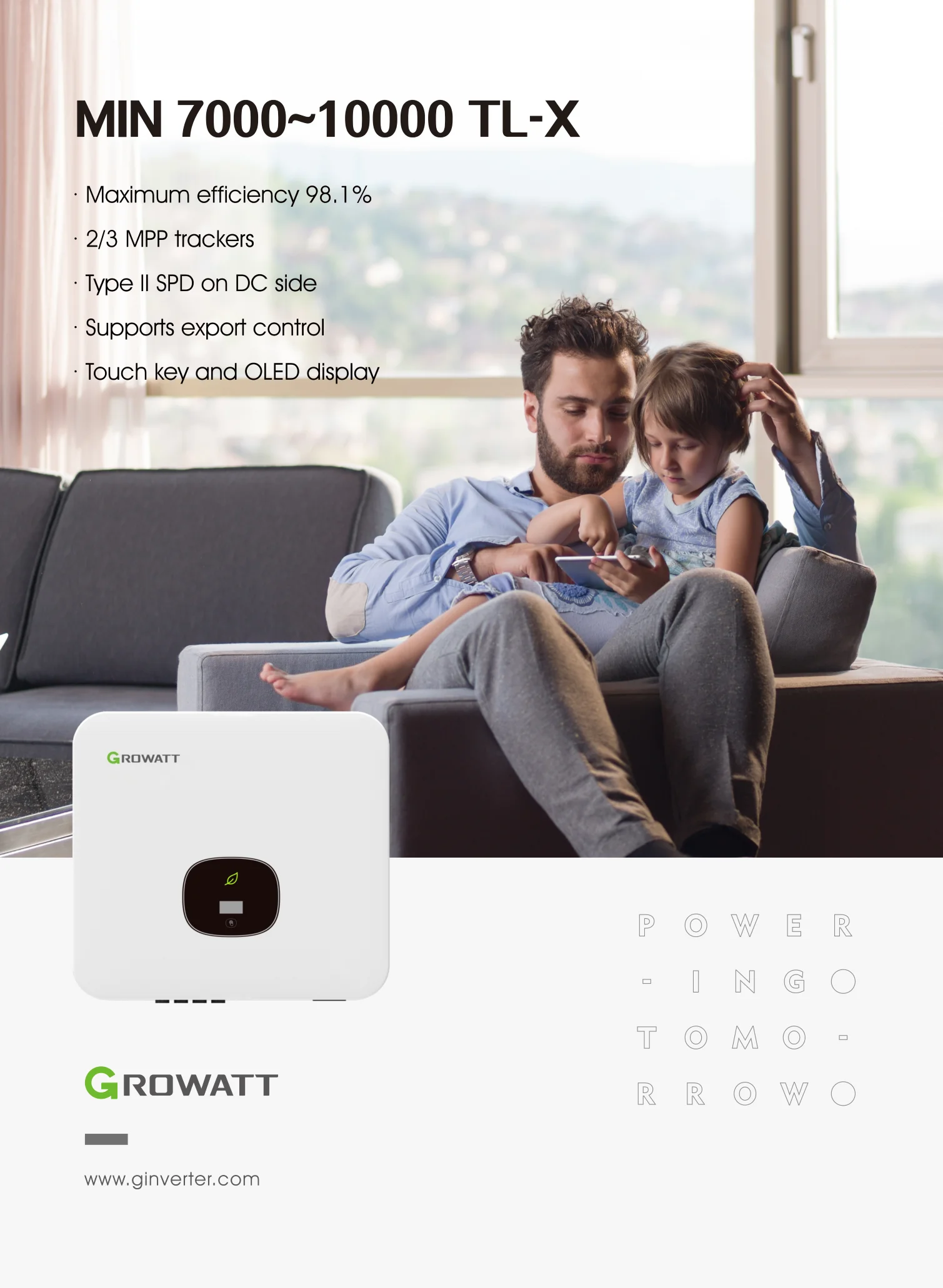 Growatt Min 7000-10000tl-x On Grid Single Phase Inverter 7kw 8kw 9kw ...