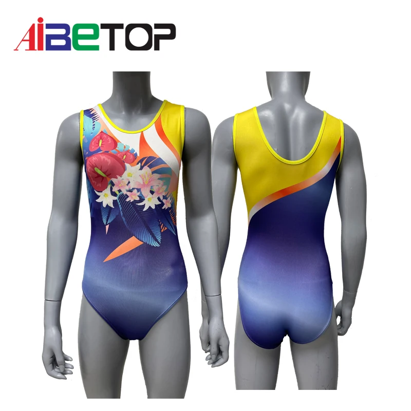 Girls Spandex Gymnastics Leotards Custom Made Sexy Dance Body Suit Sleeveless Training Leotards ...