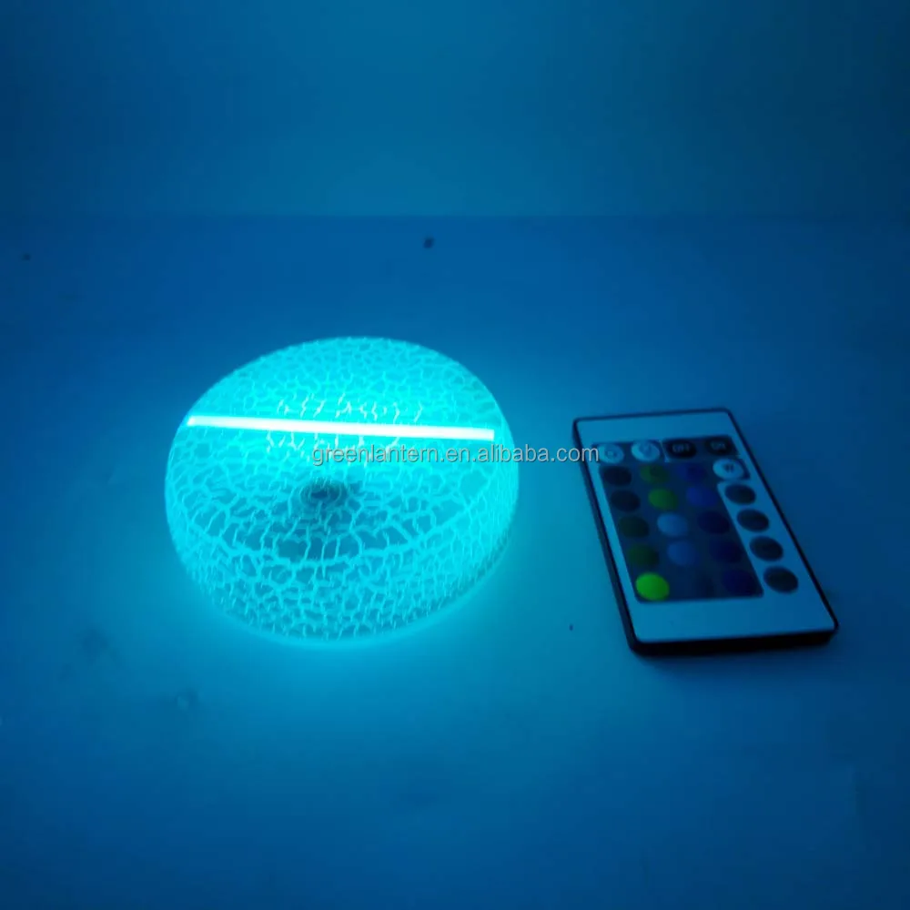 New Battery Powered Rgb Remote Control Round White Crackle Night Light ...