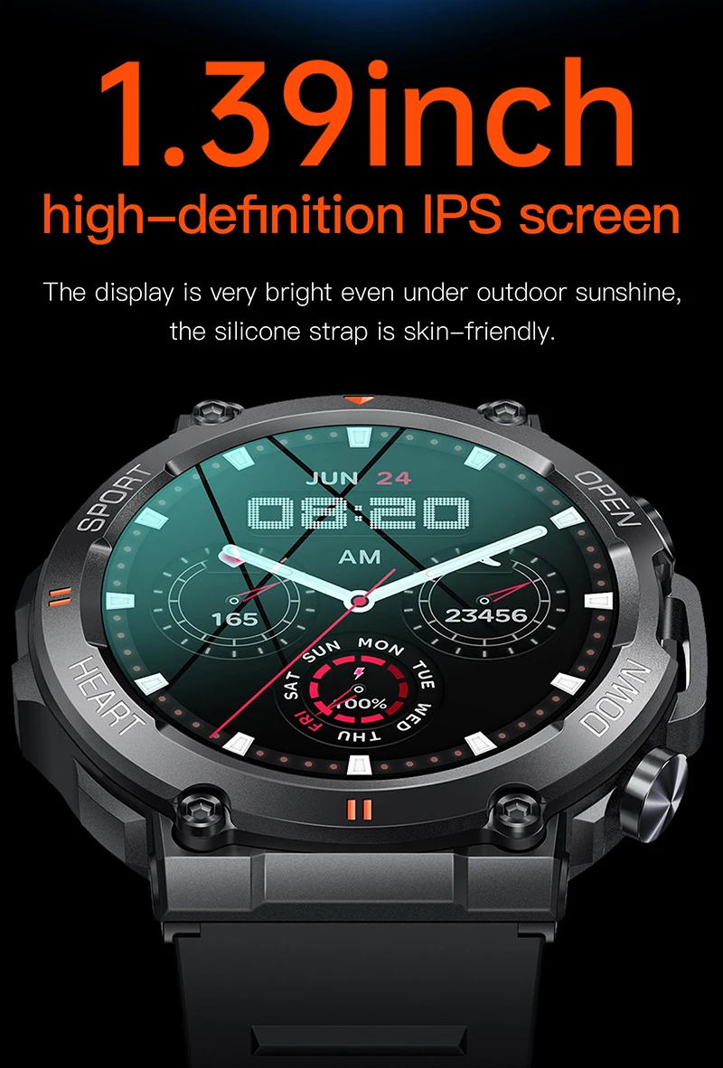 New 2024 Outdoor K56 Smart Watch Pk K22,1.39inch 360*360 Screen Bt Call ...