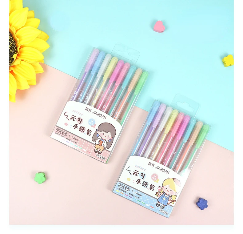 Creative Multi-Color Gel Pen Set - 9 Cute Colored Pens