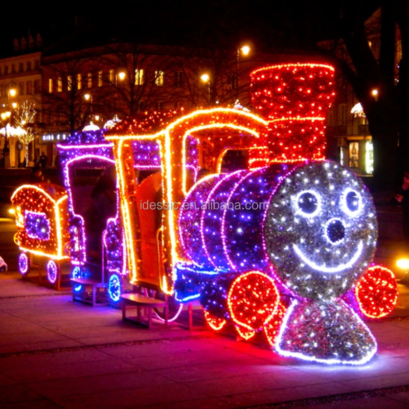 Outdoor 3d Giant Light Up Train Sculpture Christmas Decoration For ...