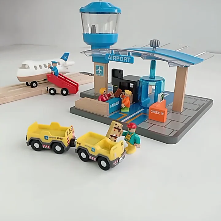 Ins Children's Wooden Track Terminal International Airport Game ...