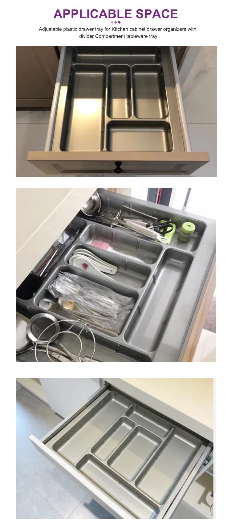 Kitchen Cabinet Drawer Cutlery Tray - Durable & Organized