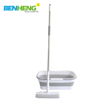 Self-wringing Sponge Mops Floor Cleaning Squeeze With Pva Sponge Heads ...