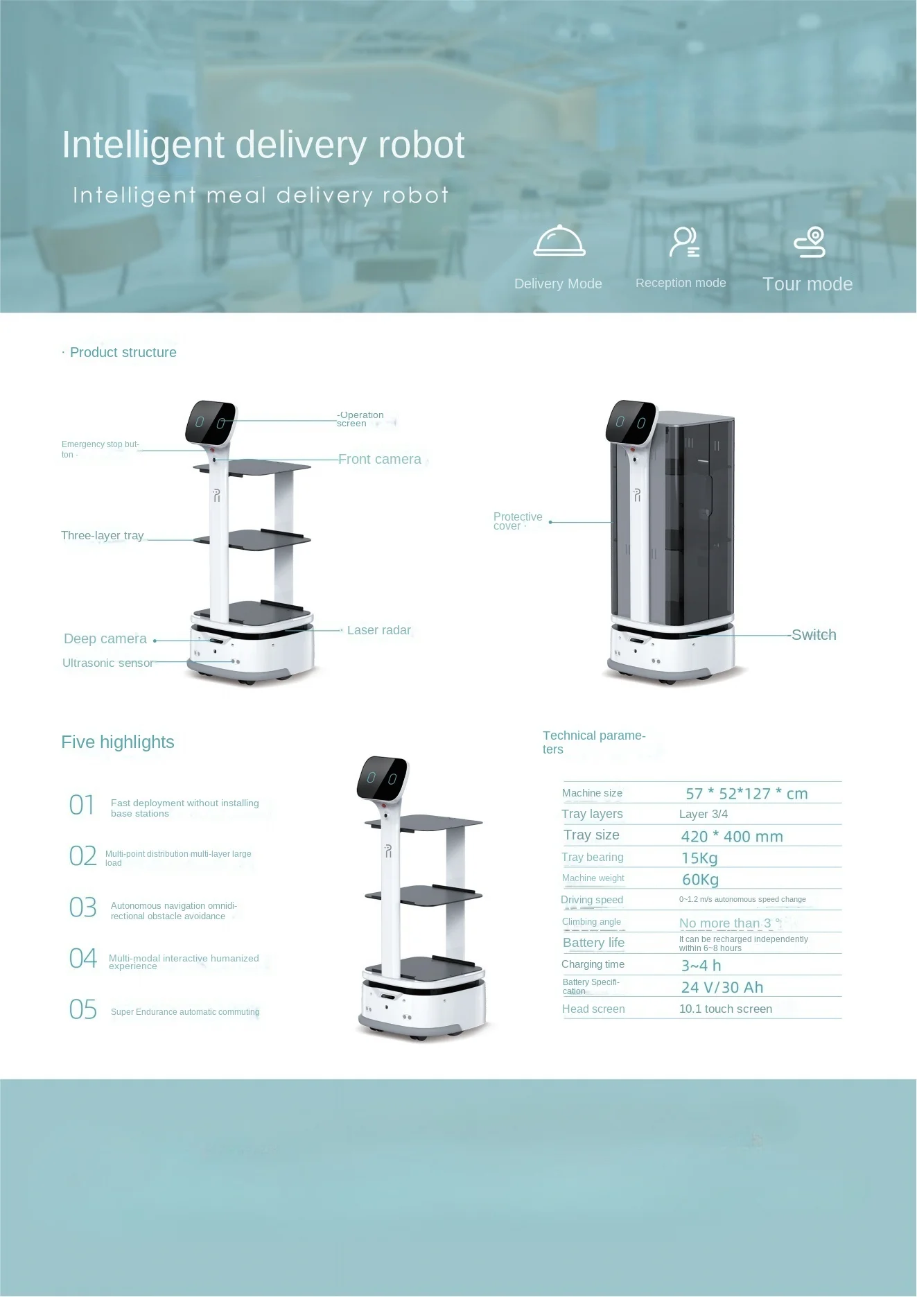 Intelligent Commercial Delivery Robot - Fast Restaurant Service