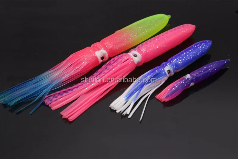 Trolling Bulb Squid Lure 4''-15'' | Soft Plastic Octopus Skirt Lure for ...