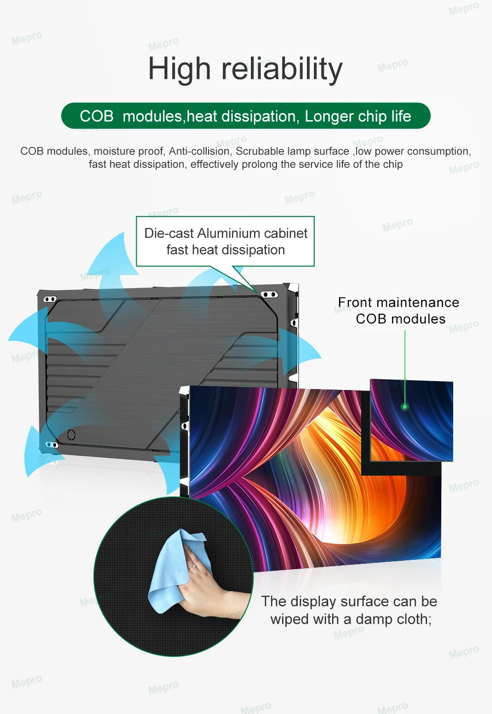 High Resolution 4k 8k Indoor Hd LED Video Wall COB Flip Chip P1.56 P1 ...