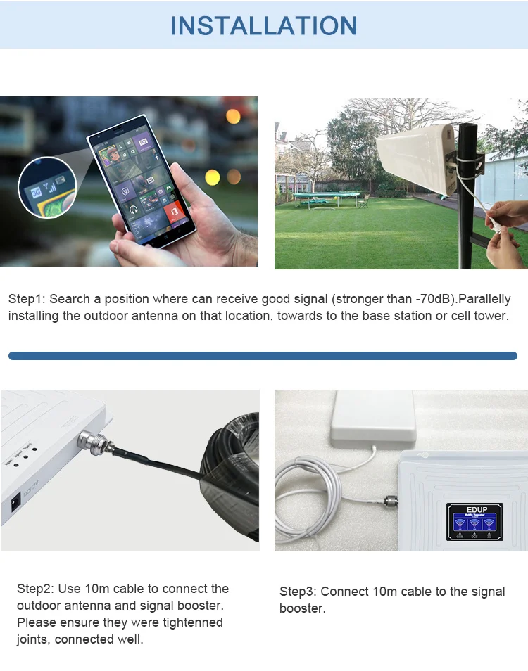 Universal Cellular Antenna Tri Band 900 1800 2100 Gsm/3g 2g/3g/4g Mobile Signal Booster/repeater ...