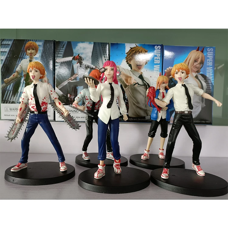 Hot Anime Figure Chainsaw Man Denji Handsome Helmet Saw Fighting Pose ...