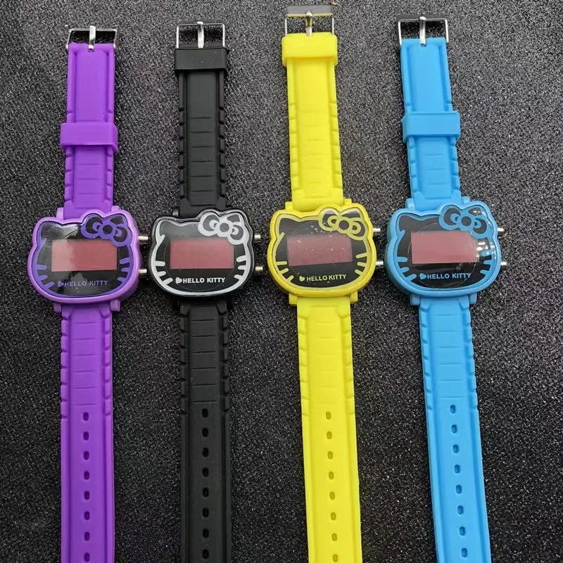 Little Girl Cute Cartoon Watch Girl Helloo Kitty Children Led ...