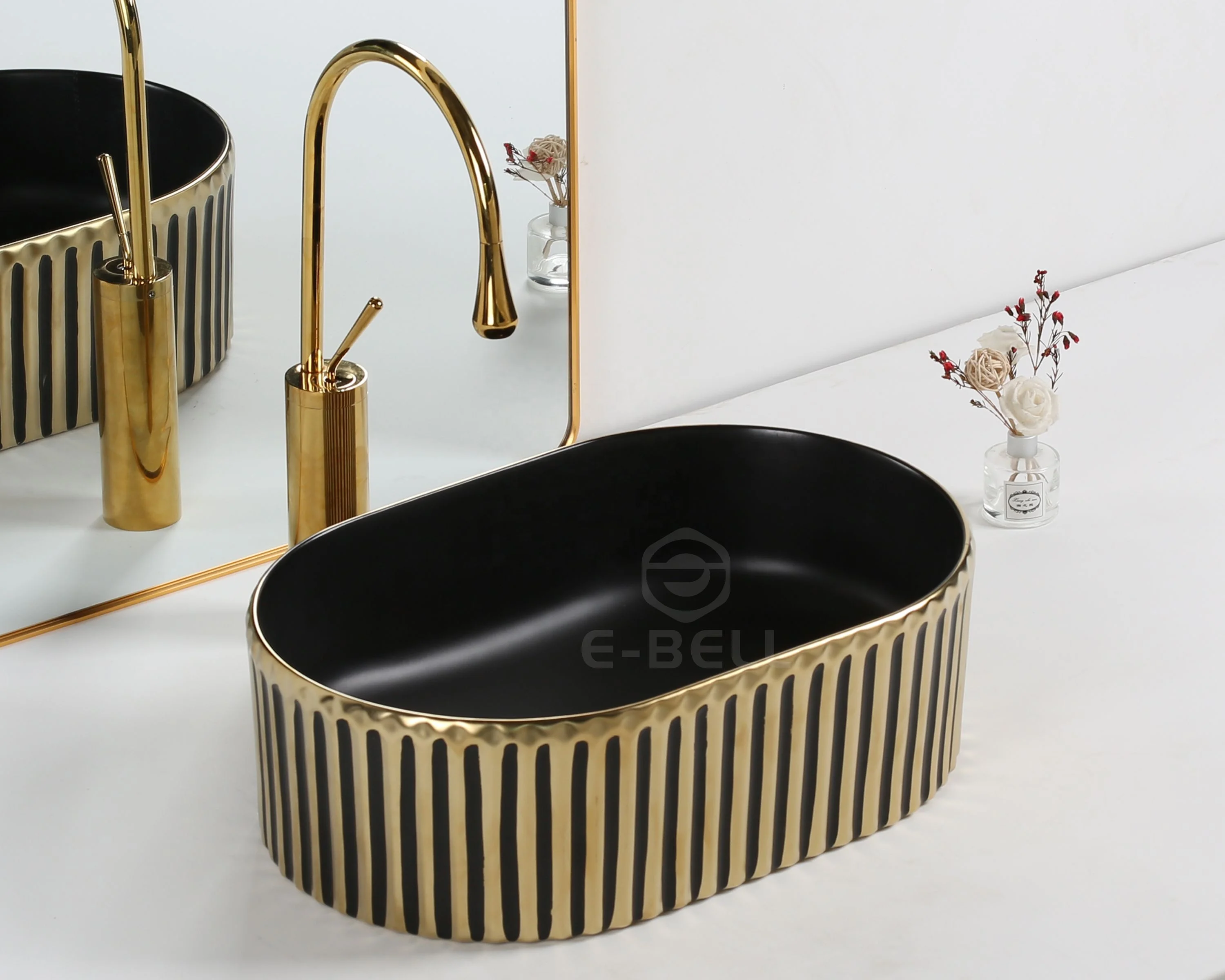 Bathroom Basins Luxury Oval Wash basinv E-BELL 8740 Blue Table Top ...
