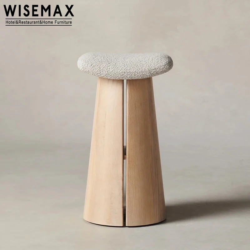 WISEMAX FURNITURE - Wabi-Sabi Solid Wood Base Bar Stool