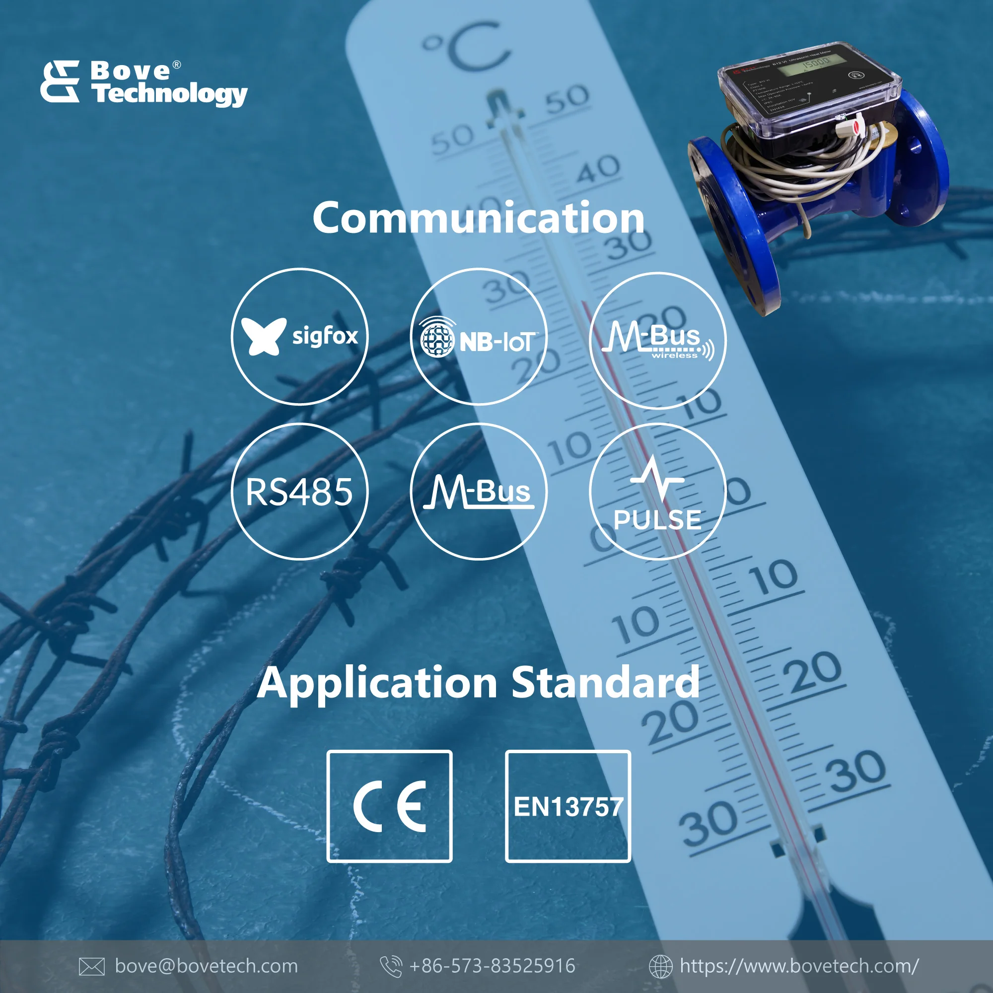 Dn50 Modbus Rs485 Pulse Output Bulk Ultrasonic Water Heat Flow Meter Circuit Energy Flow Meter
