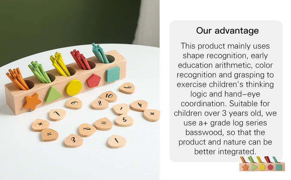 2023 New Arrival Wooden Counting Bar Toy Math Montessori Toys Preschool ...