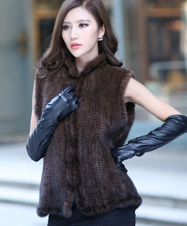 Yr691 Women Hand Mad Fur Gilet Natural Mink Fur Sleeveless Vest - Buy Fur Vest Mink,Mink Fur ...