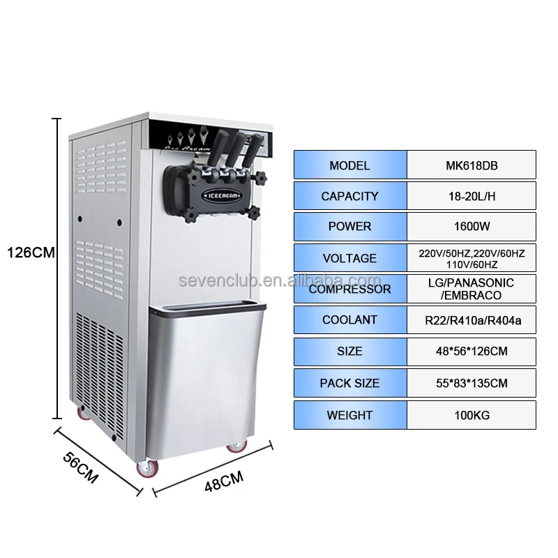 Kitchen Equipment Manufacturers Commercial 220V Automatic Soft Serve ...